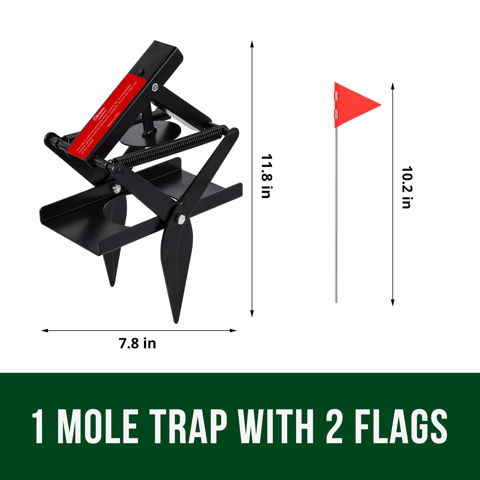 Garsum EasySet Mole Trap, Black Scissor Trap for Lawns, Reusable Quick and Clean Kill Vole Trap, 1 Set