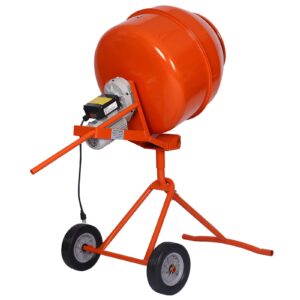 BouPower Electric Cement Mixer, 5.0 Cubic Ft Portable Concrete Mixer with Wheel,Cement Mixing Tools for Cement,Mortar,Seeds,Stucco,ETL