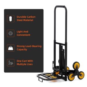 Climber Hand Truck Dolly, Stair Climbing Cart Folding Grocery Cart Dolly Cart, Heavy Duty 330 LB Trolley Cart with Telescoping Handle & 10 Wheels for Moving Logistics Warehouse