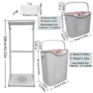 Laundry Basket with Wheels Plastic,2 Tier,40L+32L Large Capacity,Storage Organizers for Kitchen, Bathroom, Easy Mobility Multi-Functional Hampers