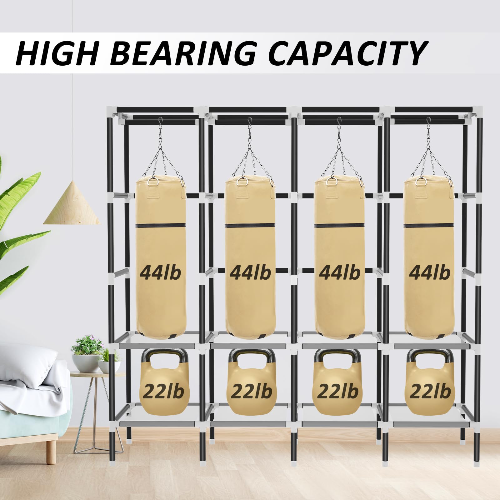 LOKEME Portable Closet，19mm Diameter Portable Closets for Hanging Clothes，Black Closet with 4 Hanging Rods and 8 Storage Shelves，Non-Woven Fabric，Easy to Assembly，67.9x18.4x70.8 Inches