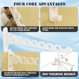 iMonse Wall Mount Clothes Drying Racks White Clothes Drying Organizer Rack Garment Hooks Aluminium Retractable Folding Indoor Wall Mounted Hanger Space Saver for Laundry Room Bedroom White 2Pack