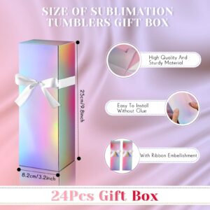 Qilery 24 Pcs Gift Boxes for Sublimation Tumblers Gift Box with Ribbon for 12oz, 20oz, 30oz Heat Press Sublimation Blanks Tumblers Skinny Tumbler Gift Boxes for Shipping Wrapping (Rainbow)