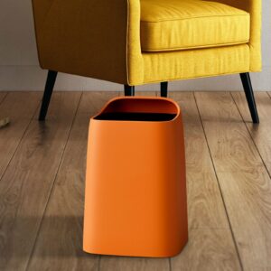 ＫＬＫＣＭＳ Trash Can Waste Basket Minimalist Durable Dustbin Household Garbage Container Can Recycle Bin for Office Dorm Laundry Bedroom, Orange