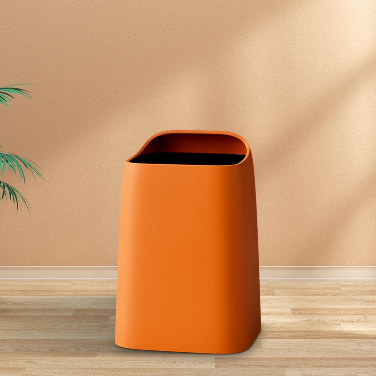 ＫＬＫＣＭＳ Trash Can Waste Basket Minimalist Durable Dustbin Household Garbage Container Can Recycle Bin for Office Dorm Laundry Bedroom, Orange