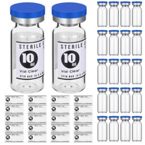 threlaco 20 pcs 10ml sealed sterile empty vials with self healing injection port glass penicillin bottle with 20 label stickers