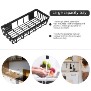 PRETYZOOM Shower Wall-Mounted Mounted Storage Rack Bathroom Wall Hanging Organizer Hollow Wall Mounted Storage Rack Drainage Organizer Bathroom Draining Shelf