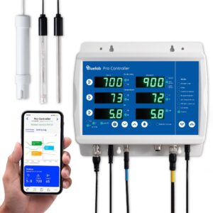 bluelab pro controller wi-fi fully automated 24/7 digital monitor for hydroponics multi-nutrient & ph dosing with ec temperature probe and edenic remote monitoring essential for agriculture