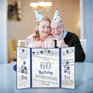 Blue 60th Birthday Decorations for Men, Navy Happy 60th Birthday Guest Book, Alternative 60th Signature Guestbook Creative, Cheers to 60 Years Old Gift, 60th Birthday Sign Card Board Party Decor