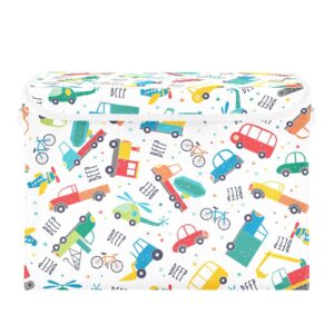 cartoon vehicle cars storage bins with lids fabric storage containers cubes box closet organizer collapsible storage basket for bedroom clothes office shelves nursery gifts home decor