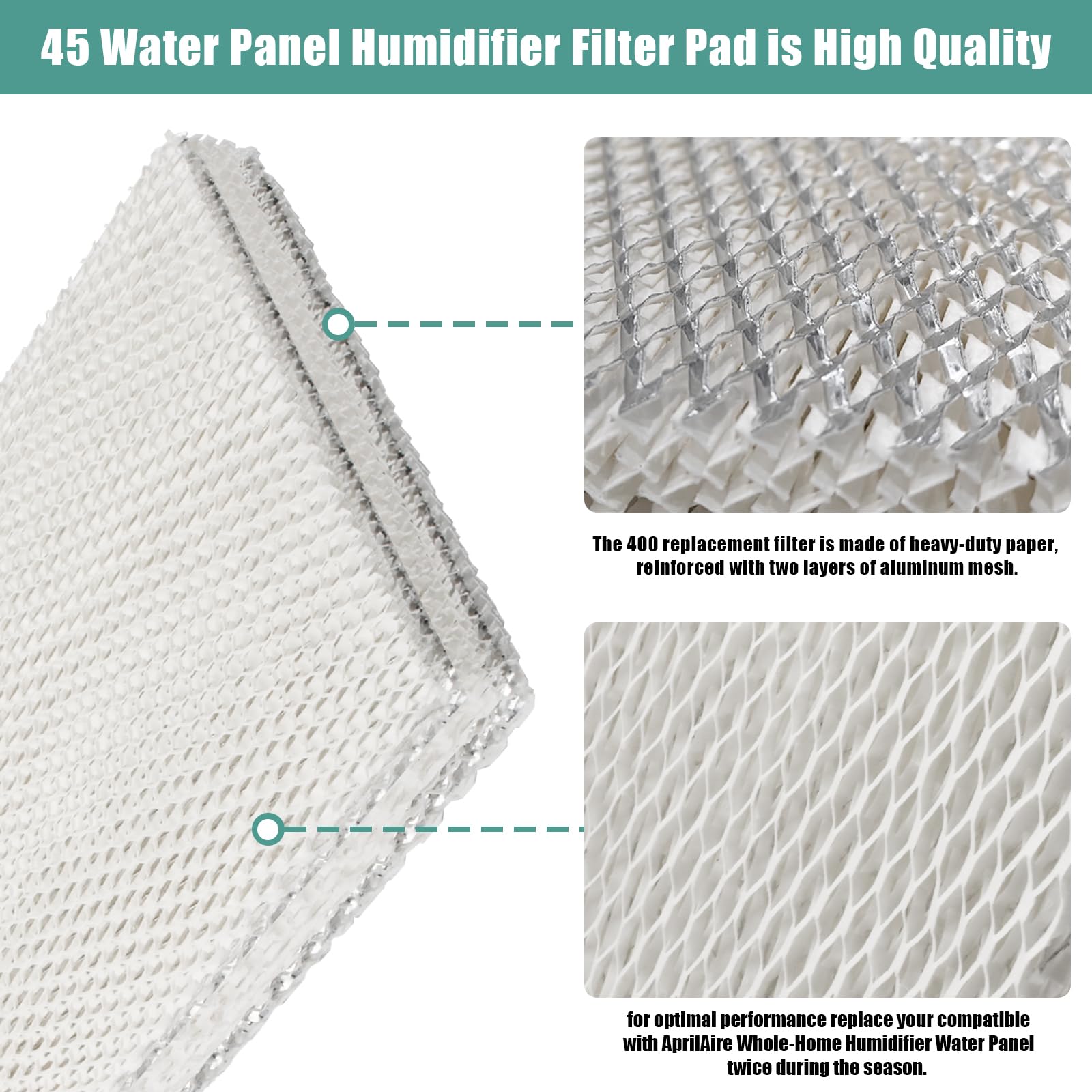 45 Water Panel Humidifier Filter Pad Replacement Compatible with Aprilaire Whole House Humidifier Models 400, 400A, 400M Humidifier Parts, Furnace Humidifier Filter Accessories -(2 Pack)