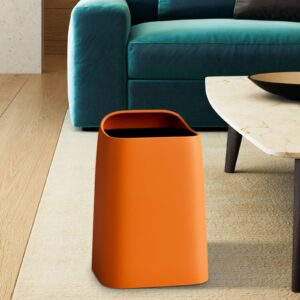 ＫＬＫＣＭＳ Trash Can Waste Basket Minimalist Durable Dustbin Household Garbage Container Can Recycle Bin for Office Dorm Laundry Bedroom, Orange