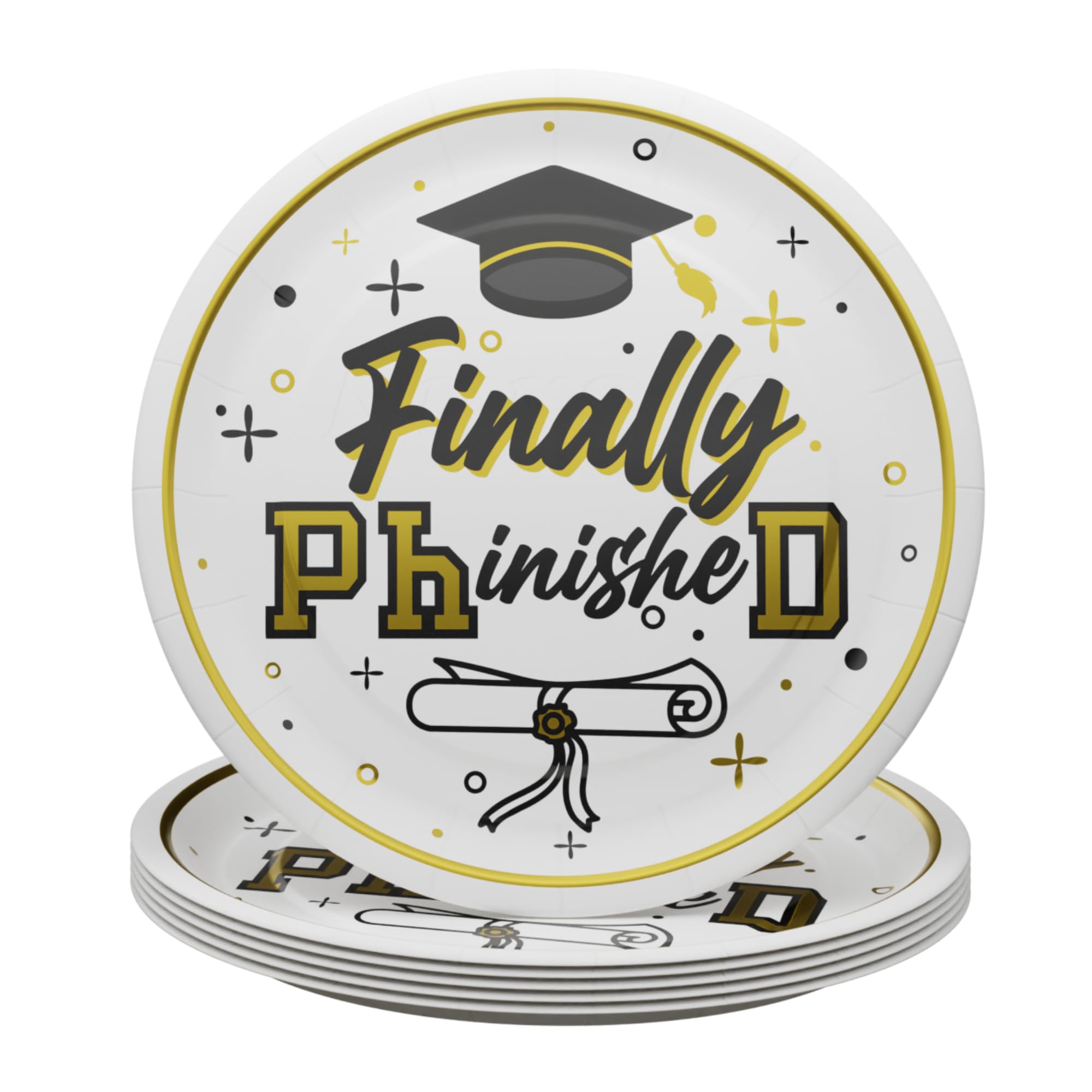 Blue Orchards PhD Graduation Party Supplies (108 Pieces for 20 Guests) - Doctor Party Decorations Doctorate Graduation Class of 2024 Décor Congratulations Disposable Paper Plates Napkins