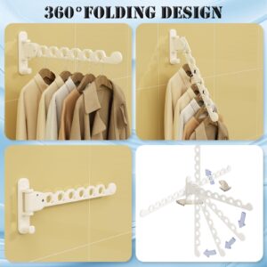 iMonse Wall Mount Clothes Drying Racks White Clothes Drying Organizer Rack Garment Hooks Aluminium Retractable Folding Indoor Wall Mounted Hanger Space Saver for Laundry Room Bedroom White 2Pack