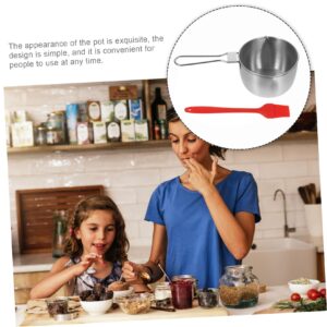 BRIGHTFUFU 1Set Stainless Steel Sauce Pot Handle Saucepan with Silicone Brush Kitchen Cookware Supplies for Sauces Gravies and More