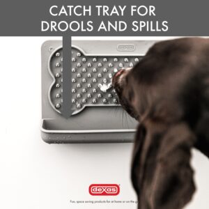 Dexas Snack & Distract Licking Mat with Catch Tray for Dogs and Cats-9.5"x 5.5", Pro Blue. Sticks to Most Slick or Smooth Surfaces. Eases Anxiety, Prevents Boredom, Entertains and Distracts.