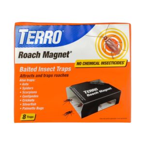 terro t256-8 poison free roach magnet trap and killer with exclusive pheromone technology - kills ants, spiders, scropions, silverfish, crickets, and more - 8 traps