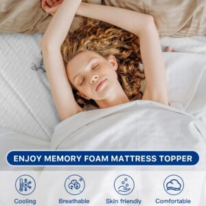 3 Inch Gel Memory Foam Mattress Topper Queen Size, Gel-Infused Mattress Pad Cover for Back Pain,Bed Topper with Removable & Washable Bamboo Cover