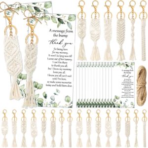 ecation 24 sets baby shower favors for guests boho macrame keychains crochet tassel key ring thank you cards with rope