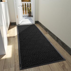 yimobra front door mat outside entrance, 72x24 runner, waterproof all-season weather large doormat, non slip natural rubber, stain and fade resistant, indoor outdoor mat, easy clean patio, black