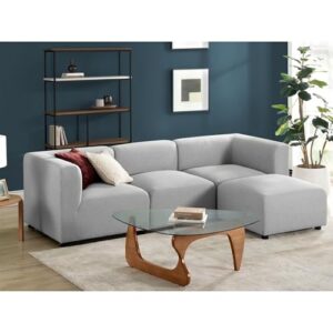 zinus luca reversible chaise sectional sofa, modern style, flexible modular design, easy tool-free assembly, grey