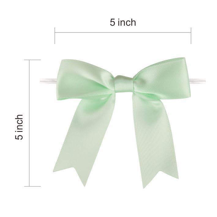 Meseey 60 Pcs 5 Inches Twist Tie Satin Ribbon Bows Pretied Premade Craft Bows for Treat Bags Gift Wrapping Basket Wedding Baby Shower Brithday Christmas Party (Pastel)