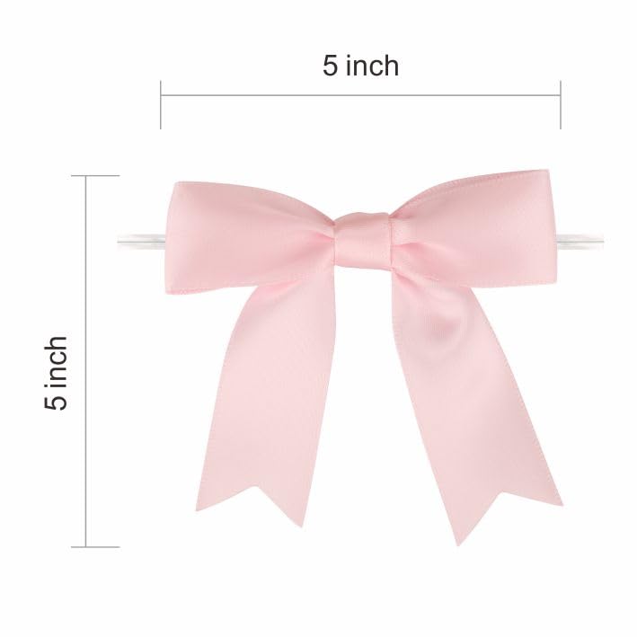 Meseey 60 Pcs 5 Inches Twist Tie Satin Ribbon Bows Pretied Premade Craft Bows for Treat Bags Gift Wrapping Basket Wedding Baby Shower Brithday Christmas Party (Pastel)