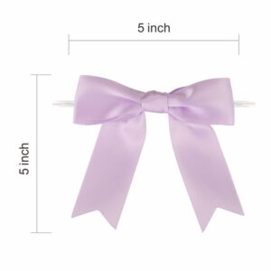 Meseey 60 Pcs 5 Inches Twist Tie Satin Ribbon Bows Pretied Premade Craft Bows for Treat Bags Gift Wrapping Basket Wedding Baby Shower Brithday Christmas Party (Pastel)