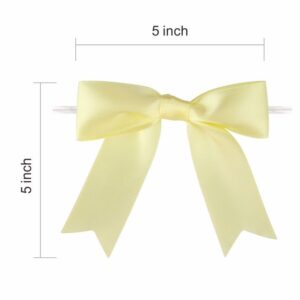 Meseey 60 Pcs 5 Inches Twist Tie Satin Ribbon Bows Pretied Premade Craft Bows for Treat Bags Gift Wrapping Basket Wedding Baby Shower Brithday Christmas Party (Pastel)