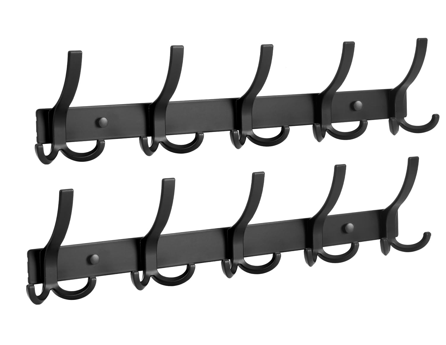 Optish Coat Rack Wall Mount, 2 Pack Coat Hooks Wall Mount, Wall Hooks for Hanging, Hat Rack for Wall with 15 Hooks for Entryway and Bedroom