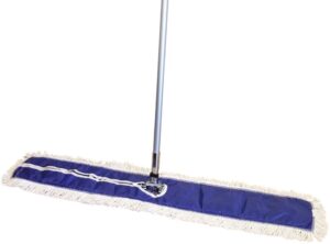 4ft dust mop, 48 in. floor sweeper with reusable cotton head, industrial broom for cleaning