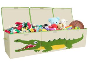 asketam kid large toy box for boy and girl cute toddler toy storage bin with lid baby toy chest room decor organizer basket (crocodile)