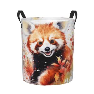 fehuew splash cute red panda collapsible laundry basket with handle waterproof hamper storage organizer large bins for dirty clothes, toys