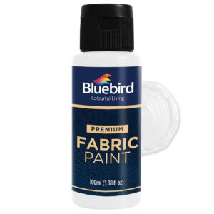 bluebird fabric paint, white, 3.4 fl oz, permanent fabric paints for clothes, furniture upholstery