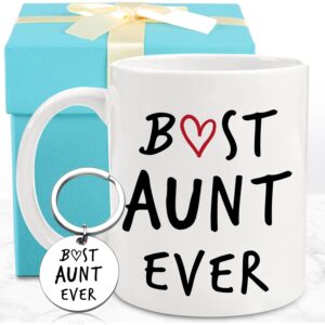 scritism best aunt mug gifts for aunt from niece nephew auntie birthday gift 11oz white best aunt ever coffee mug christmas mothers day presents for aunt auntie cup gift set with keychain