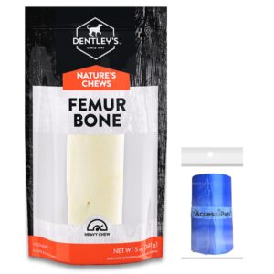 accessipets filled dog bones bundles for large dogs, large stuffed femur bone bundle with 1 dog waste roll, long-lasting dental treats for aggressive chewers (hollow bone)