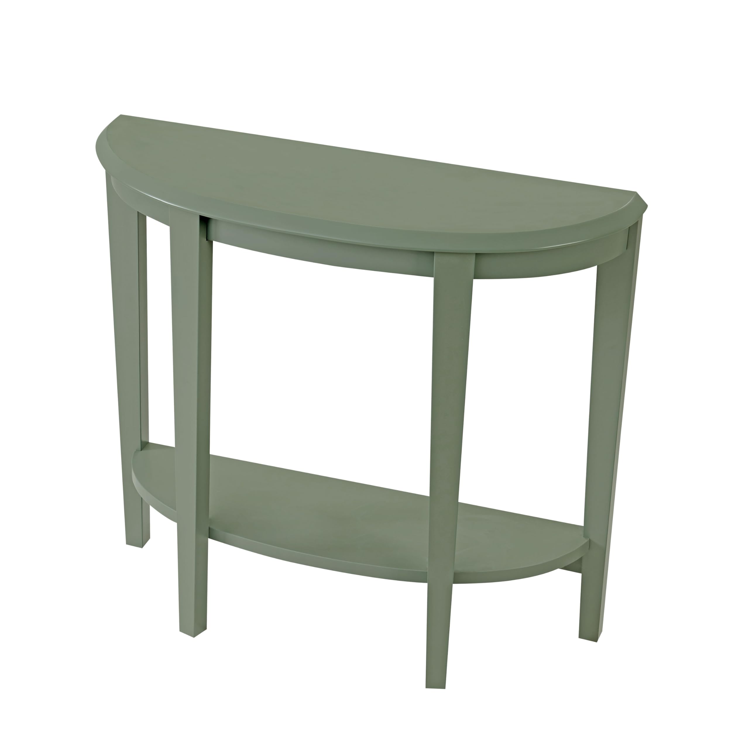 HOMES: Inside + Out Payne Modern Half Moon Accent Console Table with Storage Shelf, Decorative Entryway Furniture for Living Room, Hallway, Entrance, Small Spaces, Sage Green