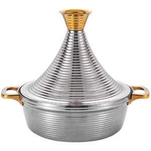 304 stainless steel tagine pot moroccan cooker non stick cooking pot with 2 handle large moroccan cooking tagine pot with cone-shaped closed lid,silver,23cm