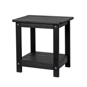 onbrill adirondack outdoor side table, patio end table with storage, hdps weather resistant for patio, pool, porch, garden, black