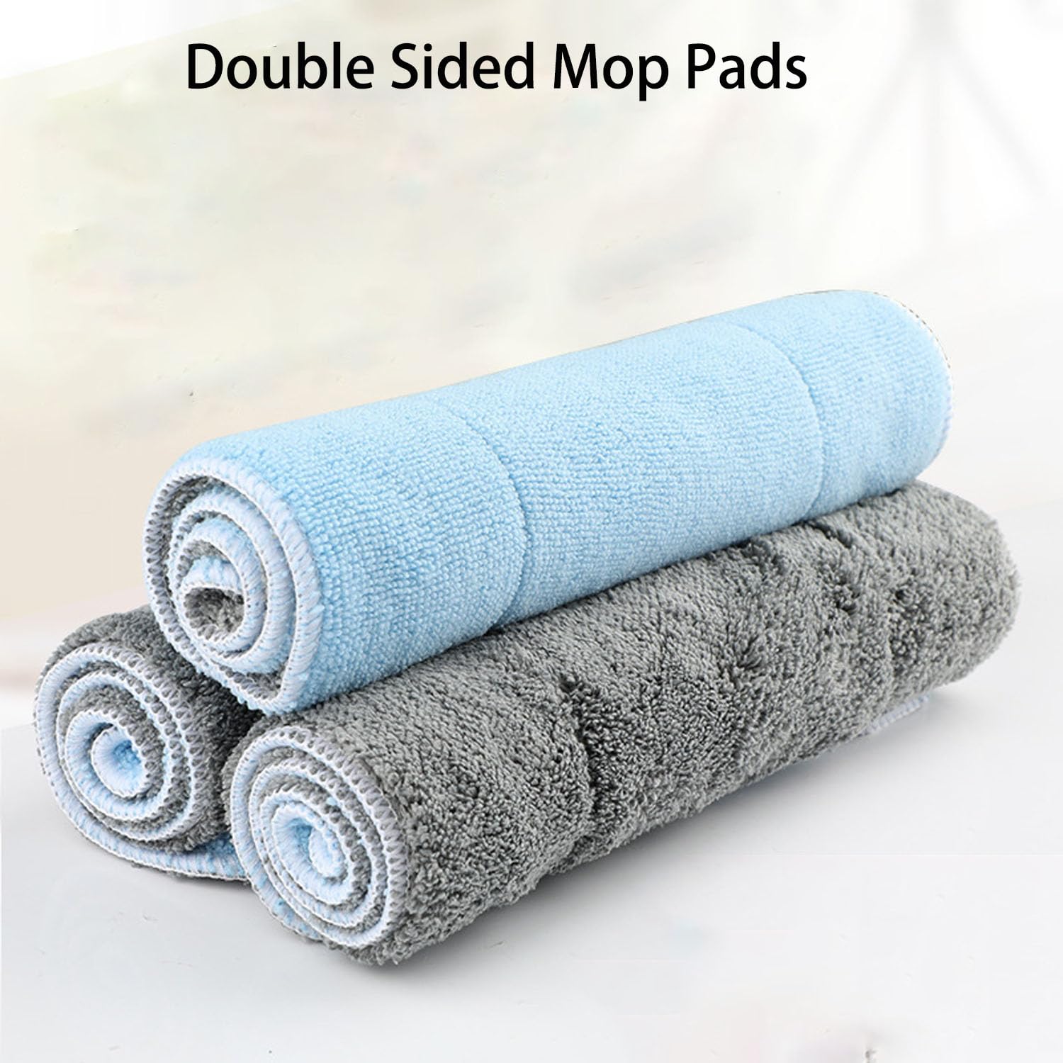 6 Pack 2-Side Washable Reusable Mop Pads Refills Compatible with MR.SIGA Professional Microfiber Mop,Double Use Wet＆Dry Microfiber Mop Pads 16.5 * 9" (42 * 23 cm)