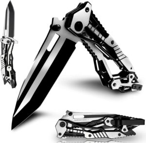 cizpirok 8.3 inch mechanical style folding knife cool pocket knife with clip - kinematic pivot action tactical edc folding knives for outdoor survival, camping, hiking, hunting, gifts for men, dad