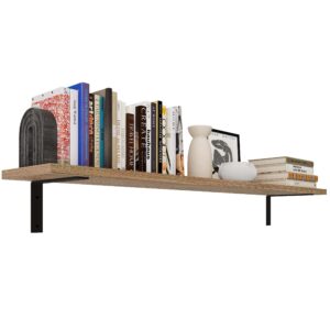 wallniture cervo 60"x10" rustic floating shelves for wall, living room wall bookshelf, laundry room floating shelf, wall shelves for bedroom, home office, burnt, wood