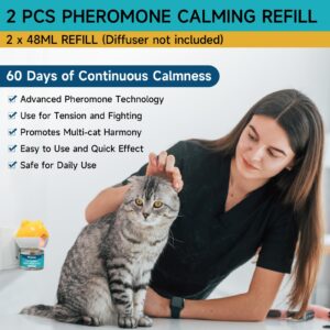 Woyamay Cat Calming Diffuser Refills - Cat Pheromones Calming Diffuser for Cats Relieve Anxiety & Stress, 2-Month Supply Cat Pheromone Diffuser Refills (Fits All Common Diffuser