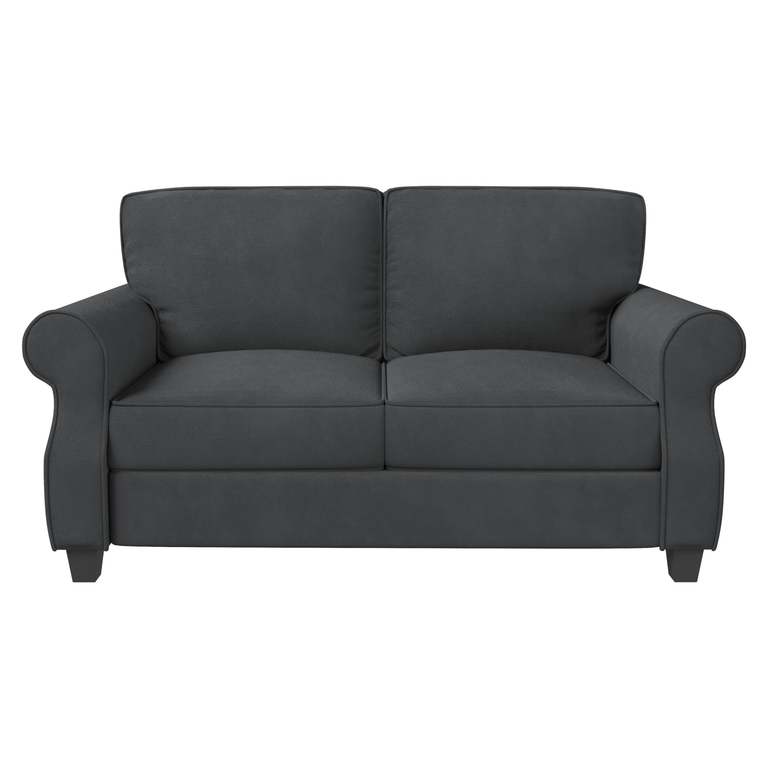 Sunrise Coast Loveseat Sofa 56'' Small Couches for Living Room Upholstered 2 Seater Sofas with Round Armrest Cushion with Zipper, Grey