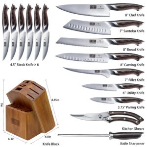 HOSHANHO 16-Piece Knife Set, Japanese AUS-10 Stainless Steel Kitchen Knife Set, Ultra Sharp Chef Knife Block Set with Sharpener