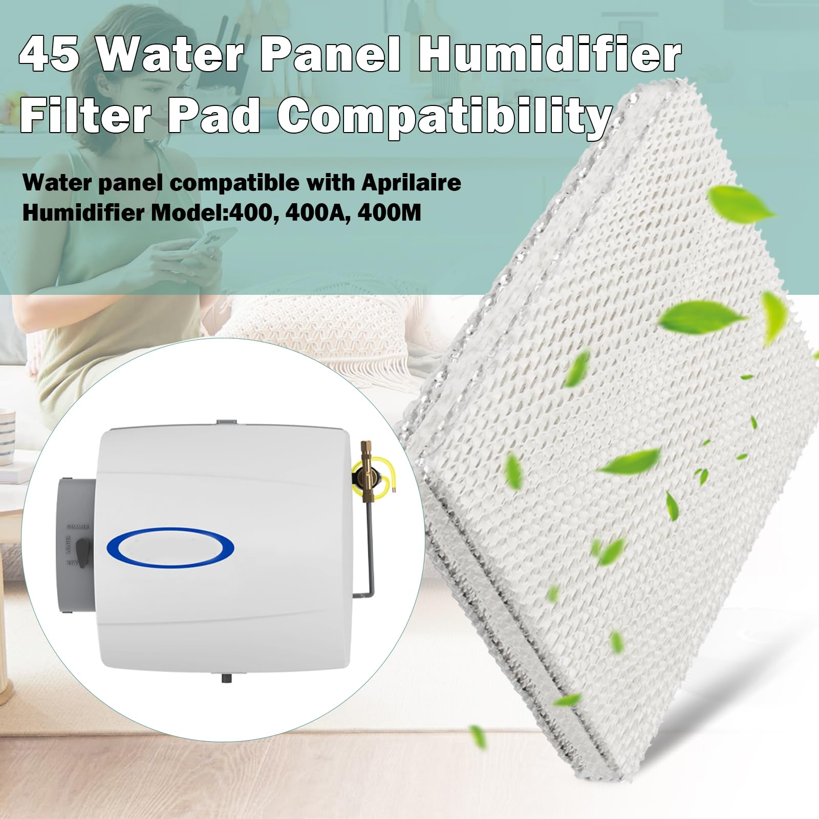 45 Water Panel Humidifier Filter Pad Replacement Compatible with Aprilaire Whole House Humidifier Models 400, 400A, 400M Humidifier Parts, Furnace Humidifier Filter Accessories -(2 Pack)