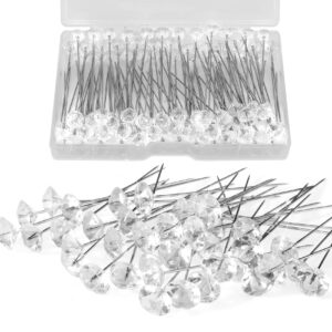 100pcs diamond pins for bouquets, 2.1 inch floral pins,corsage pins,boutonniere pins, straight pins sewing for crafts, pins for flowers, flower pins, flower bouquet accessories, floral supplies