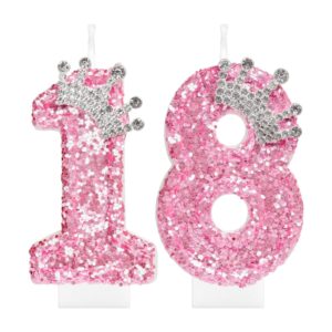 ininger 18th birthday candles,number 18 candles, pink happy birthday candle for cake,rose gold design cake topper decorations for girl women pet birthday party wedding