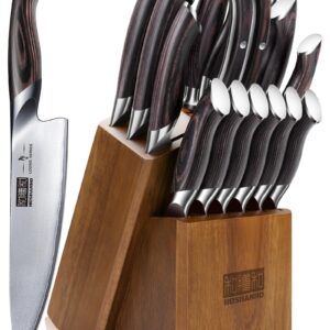 HOSHANHO 16-Piece Knife Set, Japanese AUS-10 Stainless Steel Kitchen Knife Set, Ultra Sharp Chef Knife Block Set with Sharpener