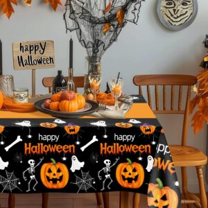 2 Pack Halloween Tablecloth, Halloween Decorations 54x108 Inch Halloween Table Cover Plastic Pumpkin Spider Web Ghost Halloween Party Table Cloth for Halloween Decor Indoor Holiday Party Supplies